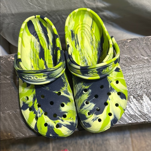 CROCS | Shoes | Crocs Kids Neon Green And Black Clogs | Poshmark